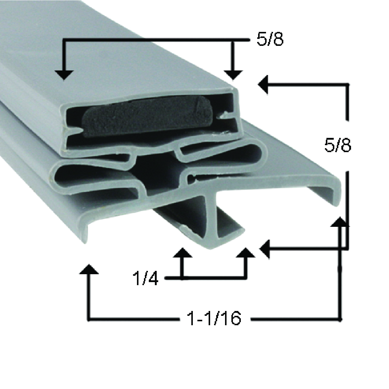22 1/2 in x 66 1/2 in 4 Sided Gray PVC Gasket | TundraFMP