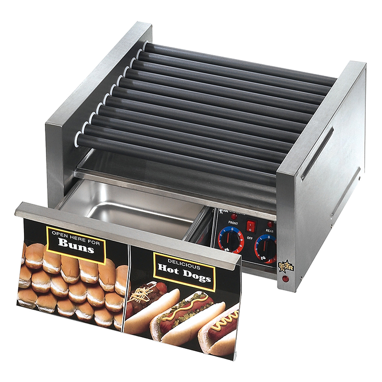 Star - 30SCBD - Grill-Max Pro® 30 Hot Dog Roller Grill w/ Bun Drawer